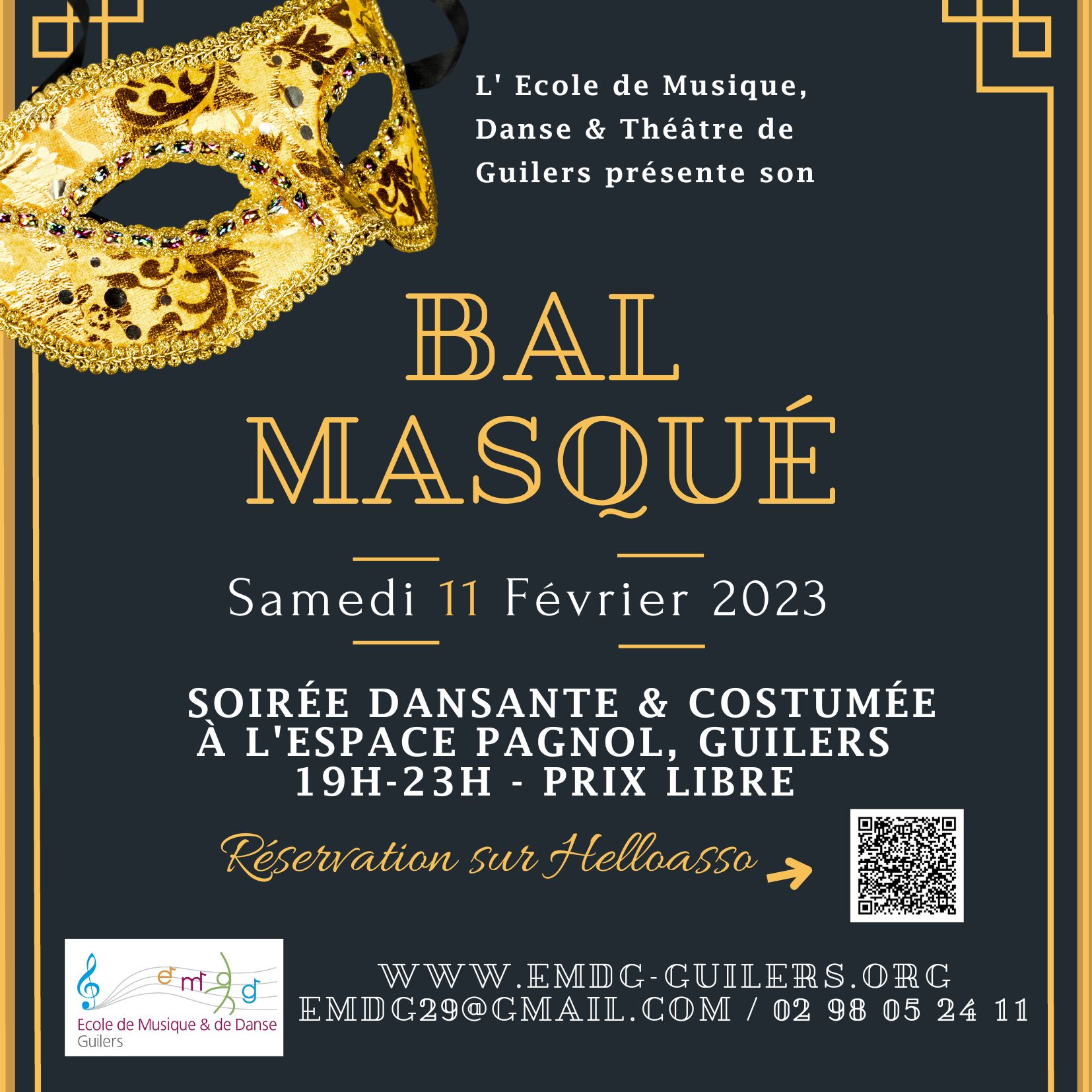 Bal masqué, soirée dansante - Ecole de Musique, Danse & Théâtre de Guilers